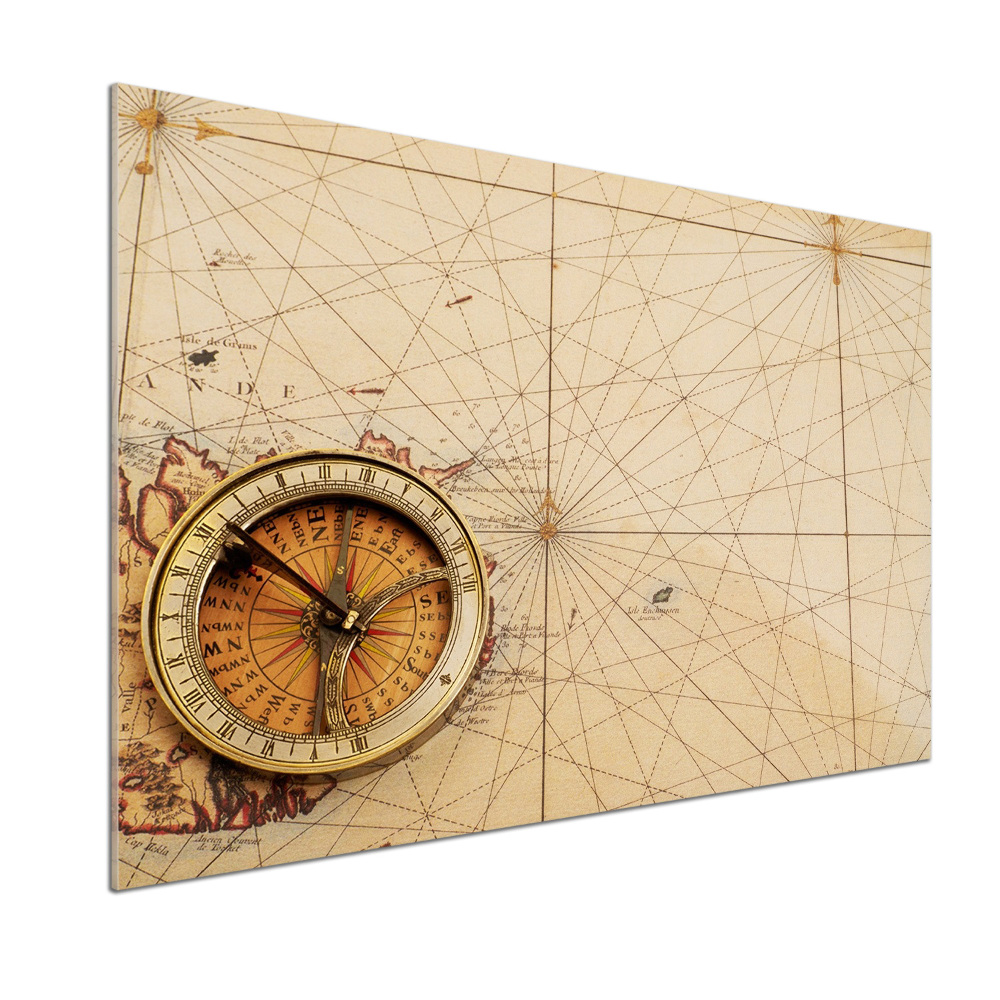 Kompas na mapě - Panel do kuchyně - WallMuralia.cz