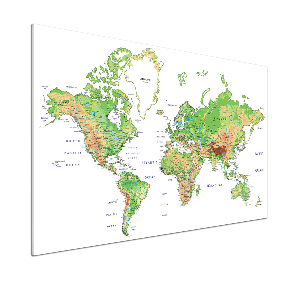 Mapa světa - Dekorační panel sklo - WallMuralia.cz
